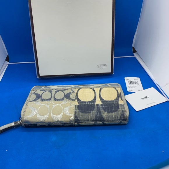 Coach | Bags | Coach Signature Denim Patchwork Long Wallet | Poshmark